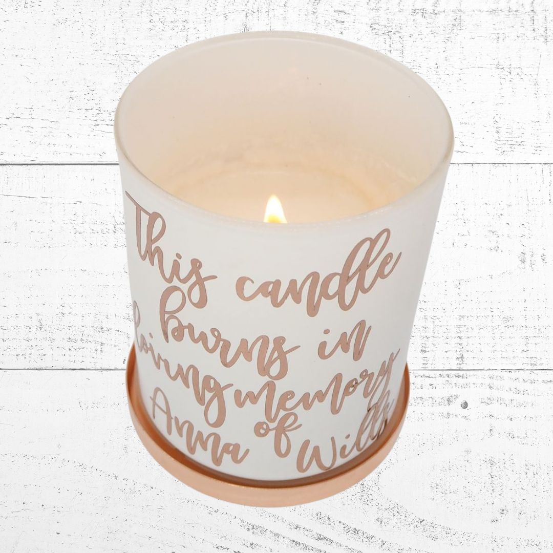 Custom Memorial Decal for Candles – Love and Labels