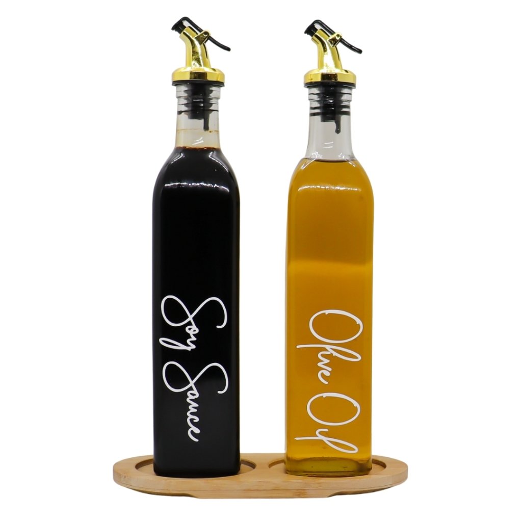 Oil and Vinegar Pourer Bottle Set - Love and Labels